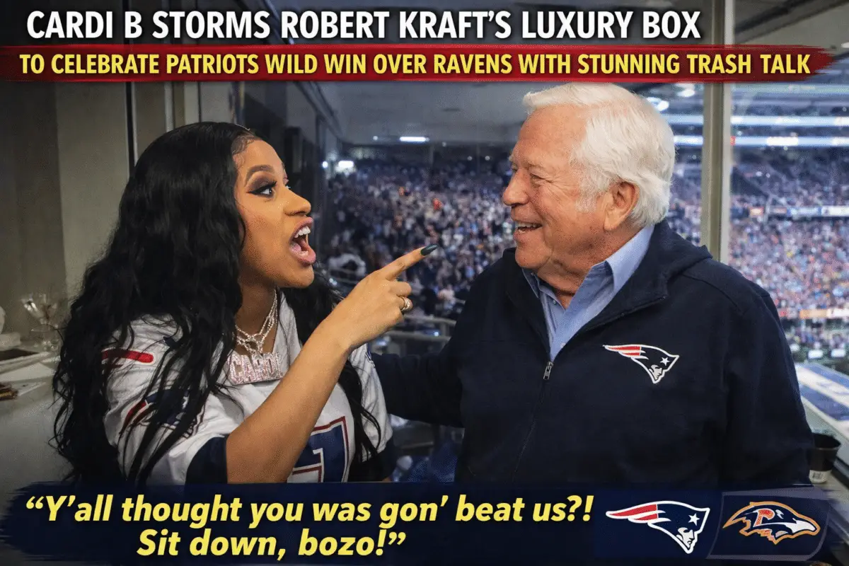 Cardi B Storms Robert Kraft's Luxury Box To Celebrate Patriots Wild Win ...