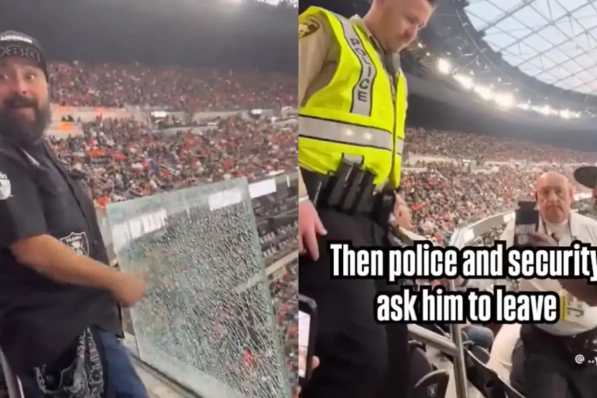 Raiders Fan Kicked Out After Shattering Glass Railing At $1.9 Billion ...